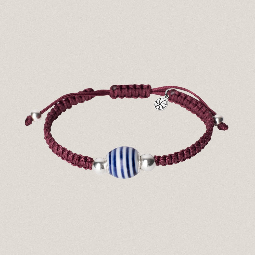 Pulsera Rodas con cordón burdeos - Joyería - Porcelana - Sargadelos
